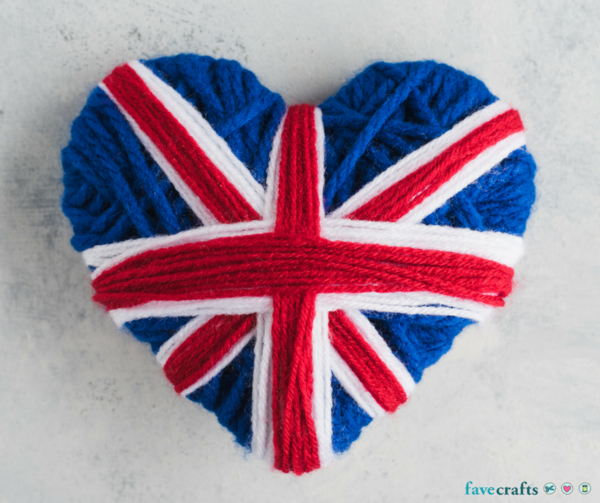 Union Jack Yarn Heart Garland | FaveCrafts.com