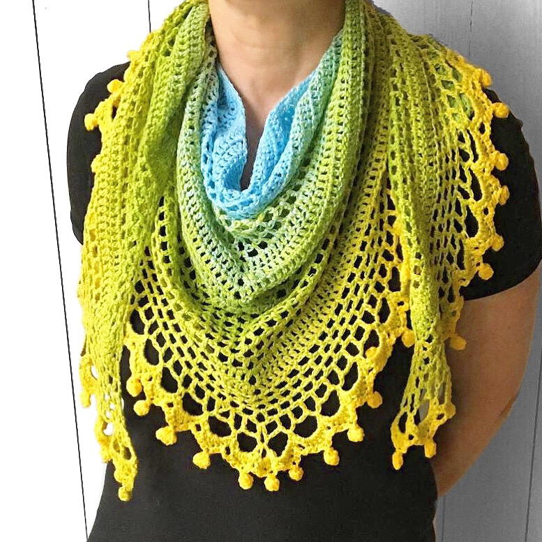 Pom Pom Happiness Shawl | AllFreeCrochet.com