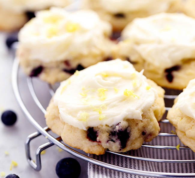 Lemon Blueberry Cookies with Cream Cheese Frosting | RecipeLion.com