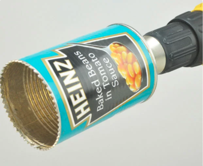 Repurposed Tin Can Hole Saw Cutter | DIYIdeaCenter.com