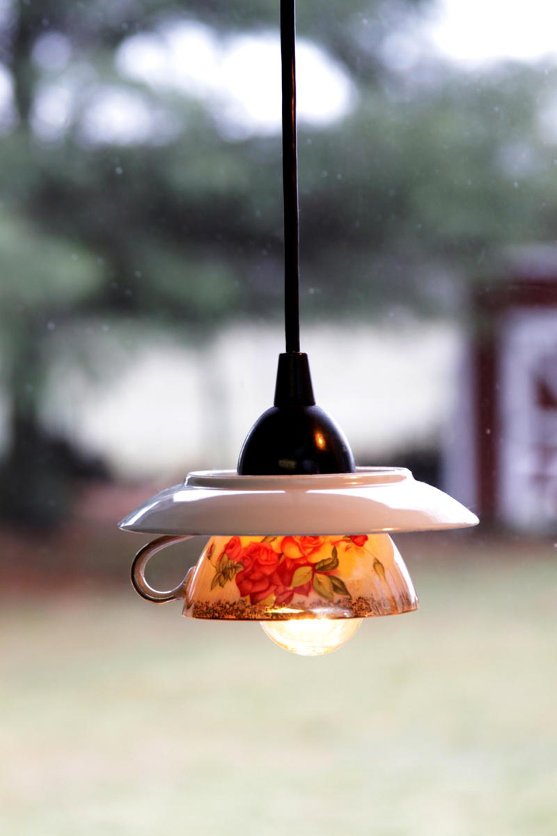 DIY Teacup Pendant Light Shades | DIYIdeaCenter.com