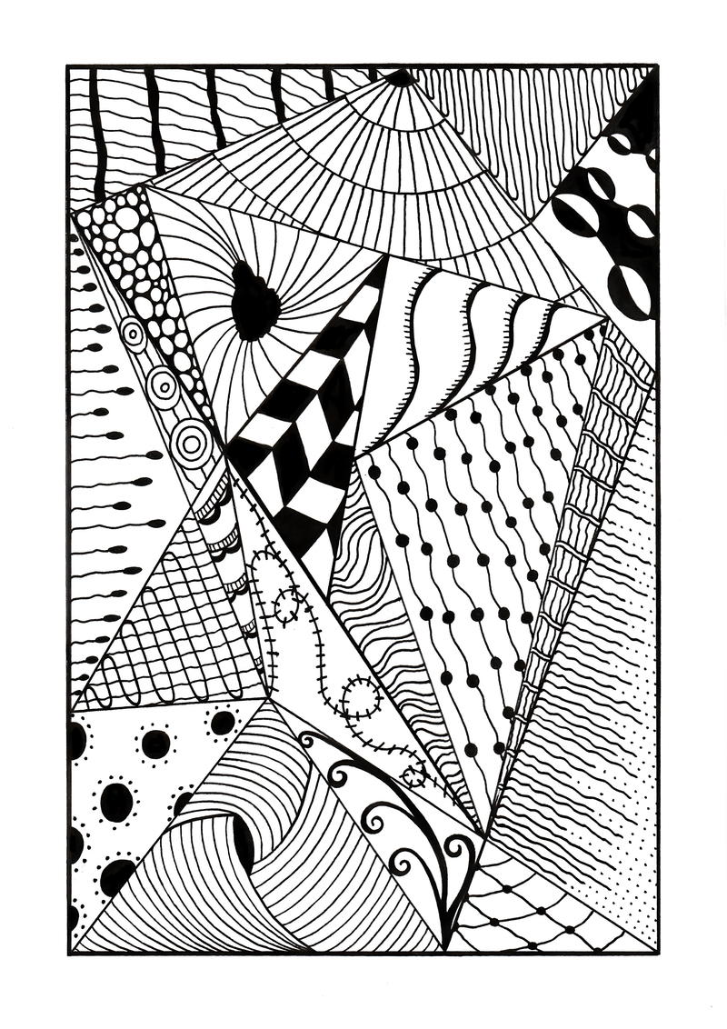 Trippy Zentangle Triangles Adult Coloring Page | FaveCrafts.com