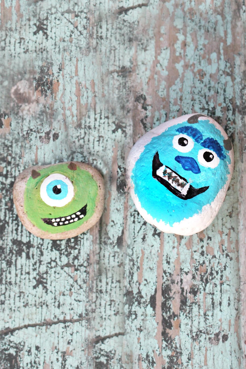 Monsters Inc Painted Rocks | DIYIdeaCenter.com