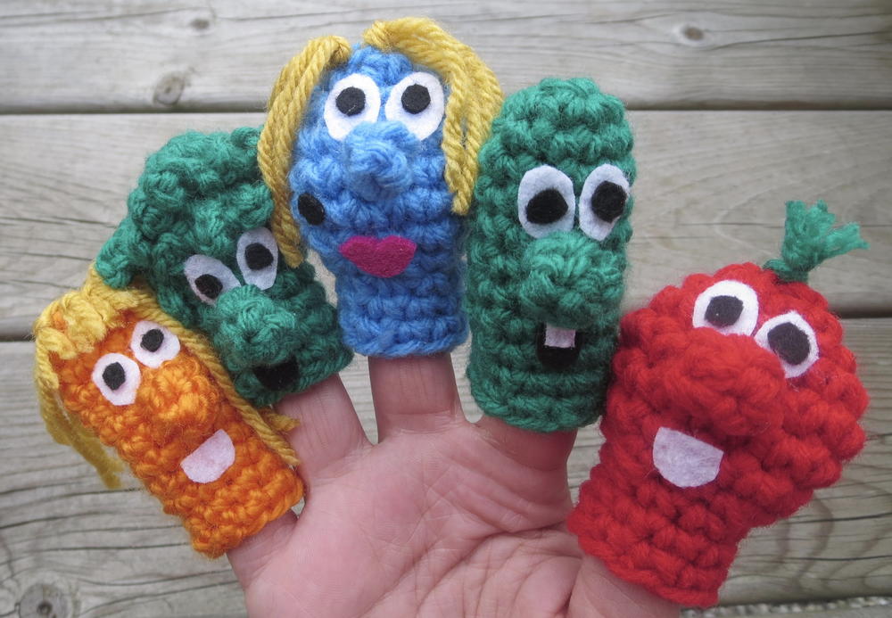 Veggie Tale Finger Puppets | AllFreeCrochet.com