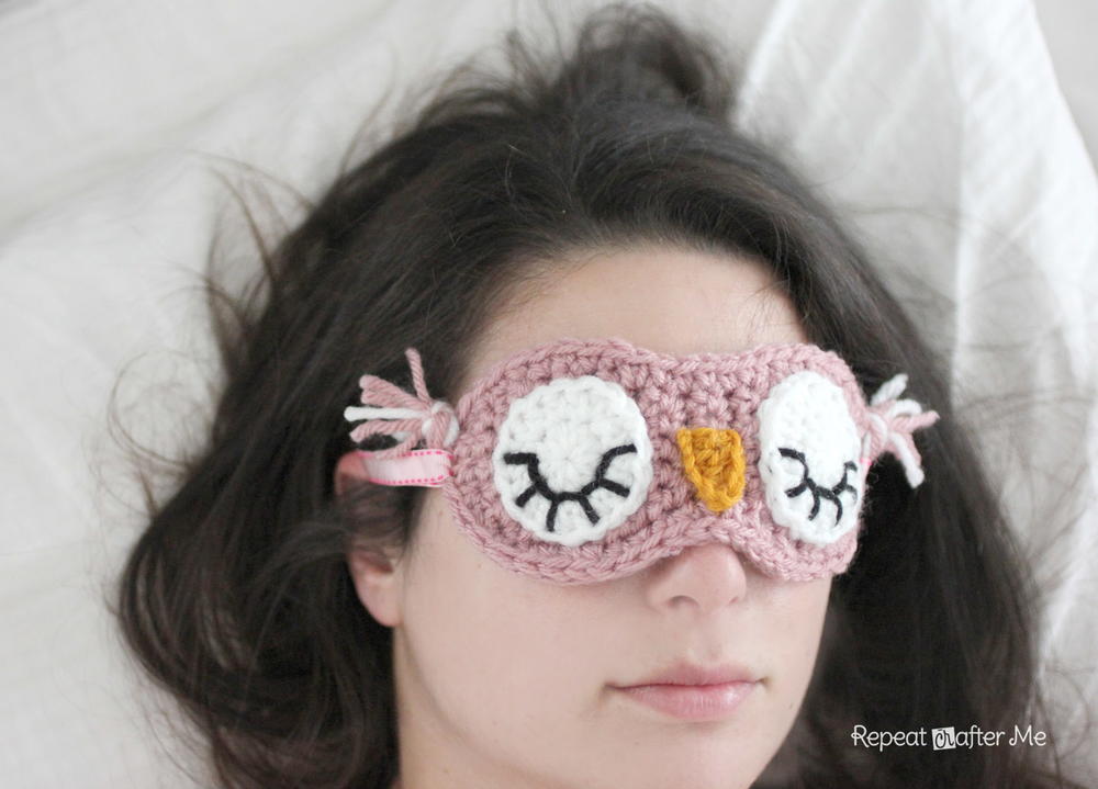 Sleepy Owl Mask | AllFreeCrochet.com