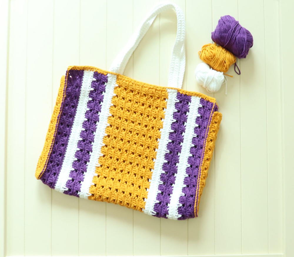 Lakers Crochet Market Tote Bag | FaveCrafts.com