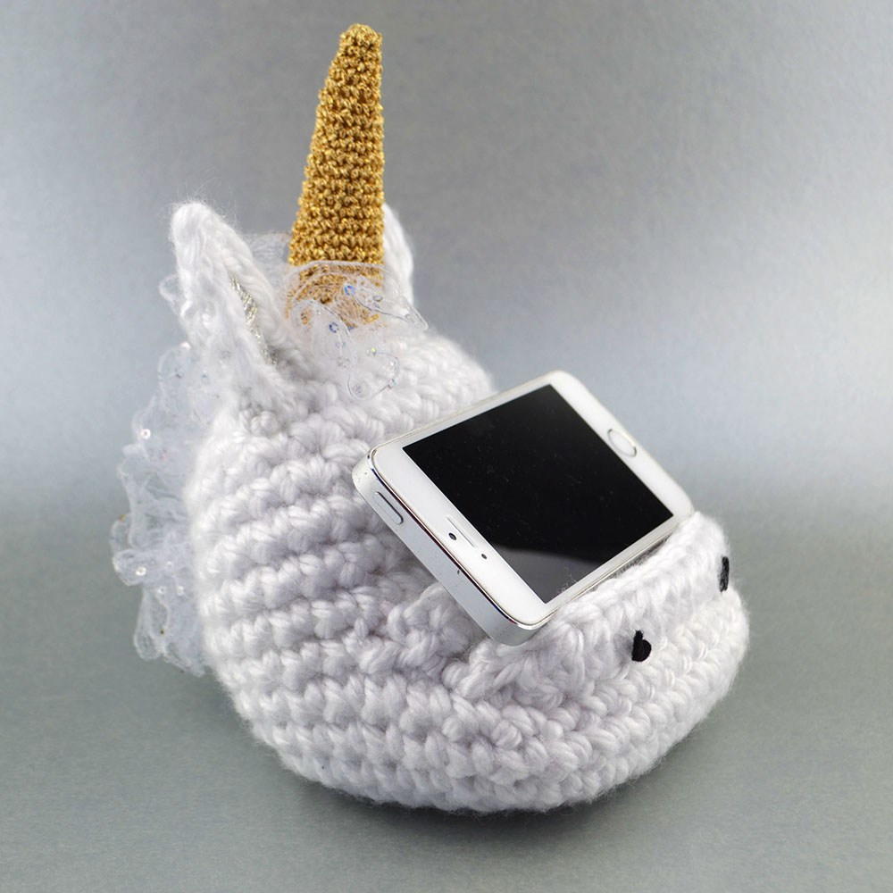 Unicorn Cell Phone Holder | AllFreeCrochet.com