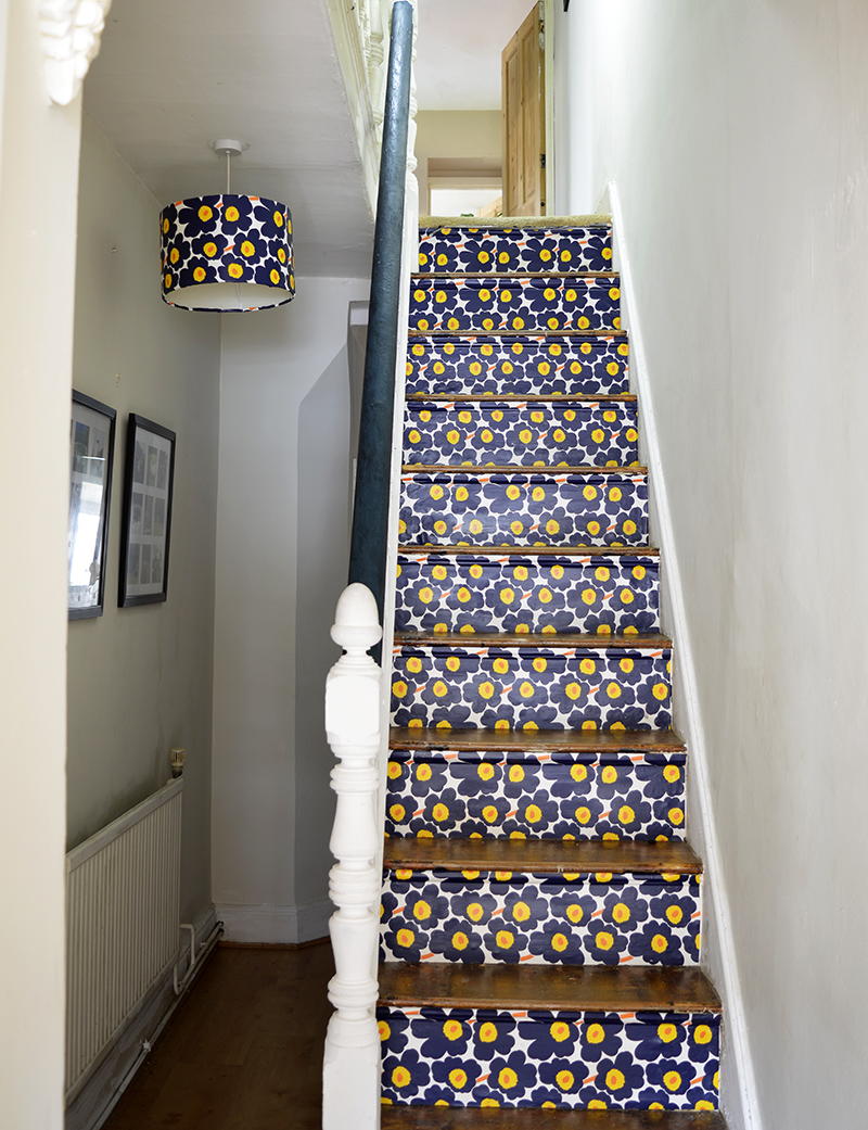 Transform Your Stairs With Wallpaper | DIYIdeaCenter.com