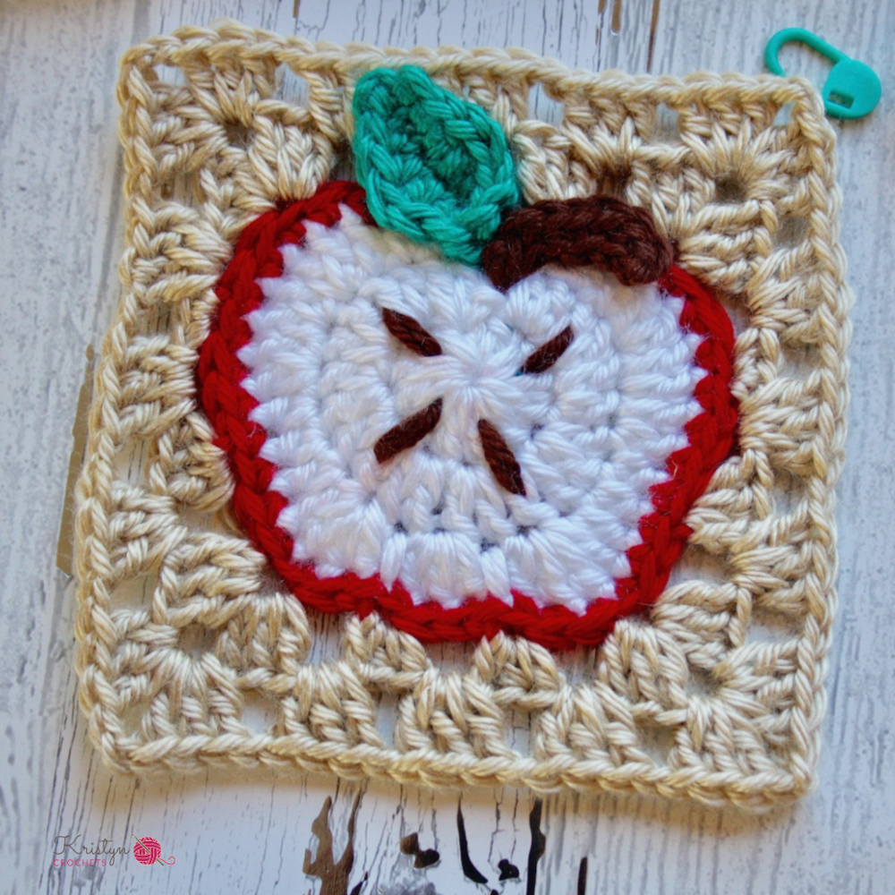 Apple Granny Square | AllFreeCrochet.com