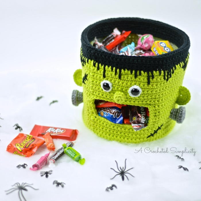 Frankenstein Candy Bowl | AllFreeCrochet.com