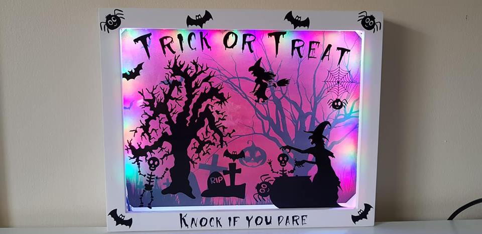 Front Door Halloween Scene Light Box | AllFreeHolidayCrafts.com