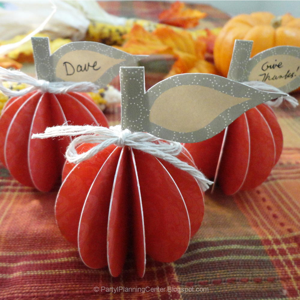 3D Thanksgiving Pumpkin Decorations and Placecards ...