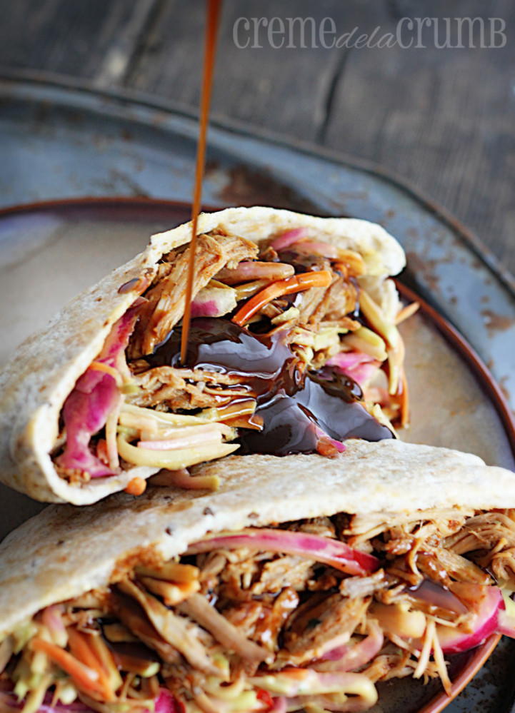 Memphis BBQ Pork Pockets with Southwest Slaw | AllFreeSlowCookerRecipes.com
