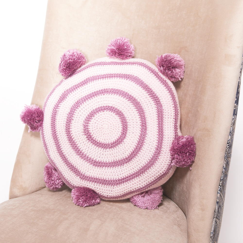 Pom Pom Cushion Crochet Pattern | AllFreeCrochet.com