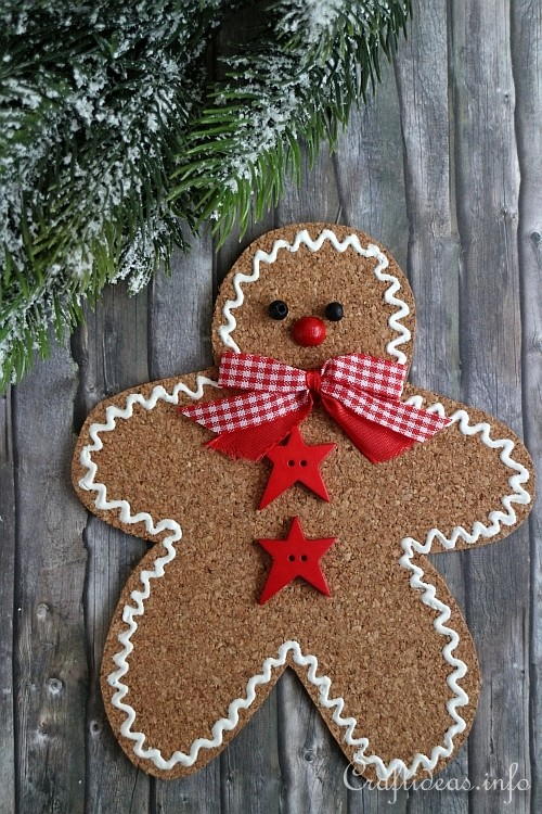 Cork Gingerbread Man Christmas Ornament | AllFreeChristmasCrafts.com