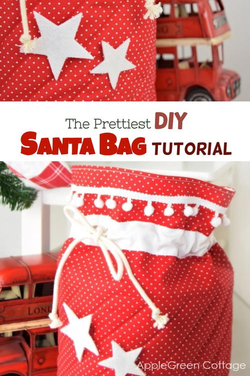 Santa Bag! - The Prettiest Santa Sack Tutorial | DIYIdeaCenter.com