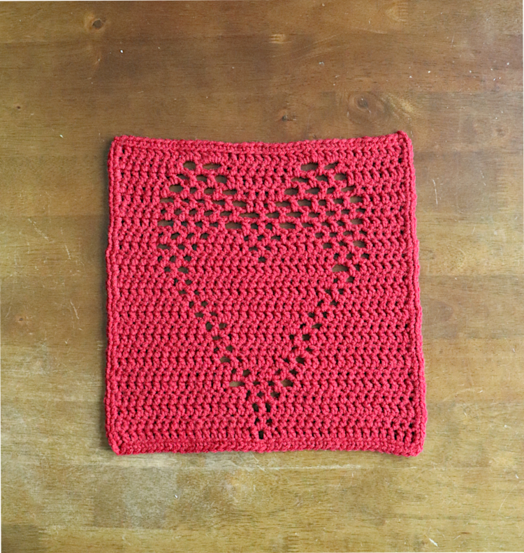 Filet Double Crochet Heart Block | FaveCrafts.com