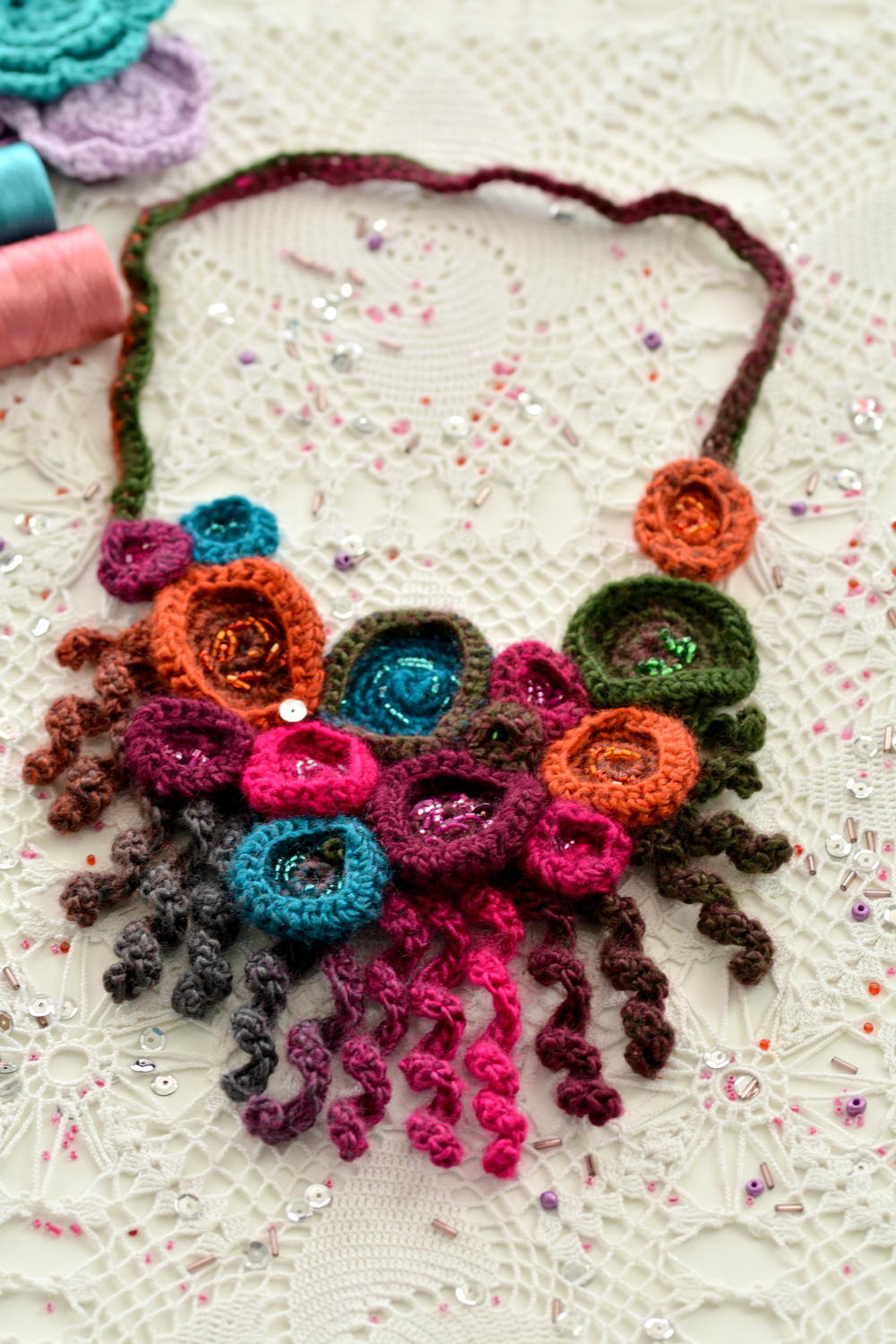 Crochet Coral Necklace | AllFreeCrochet.com