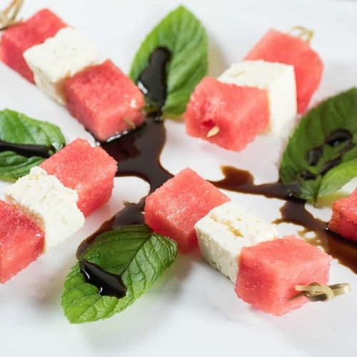Watermelon Feta Salad Skewers | FaveHealthyRecipes.com