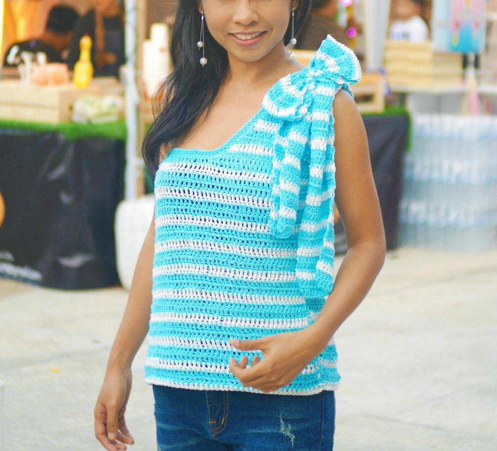Easy One Shoulder Summer Top | AllFreeCrochet.com
