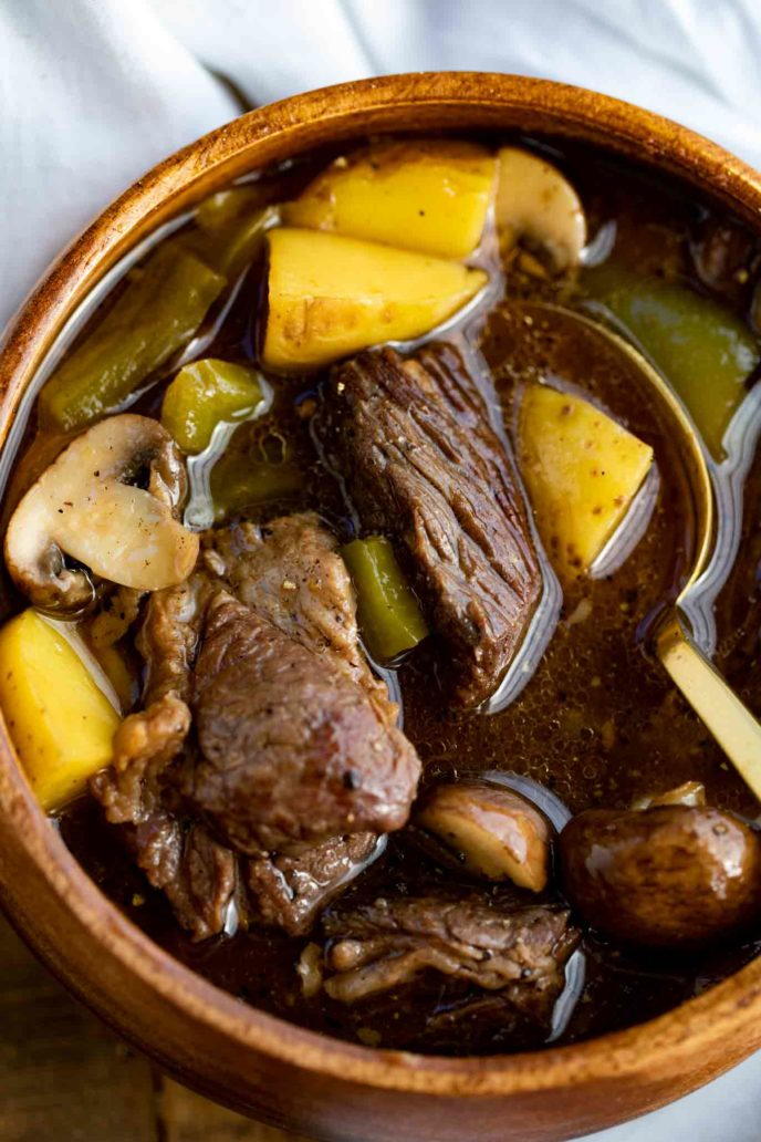 Philly Cheesesteak Beef Stew | RecipeLion.com