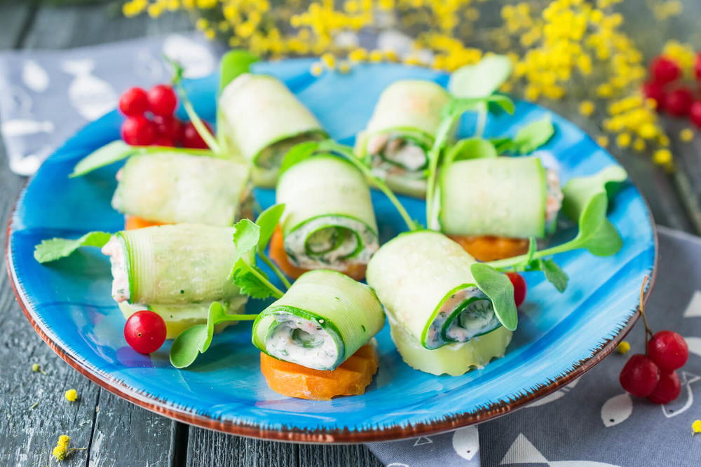 Smoked Salmon Cucumber Rolls | AllFreeCopycatRecipes.com