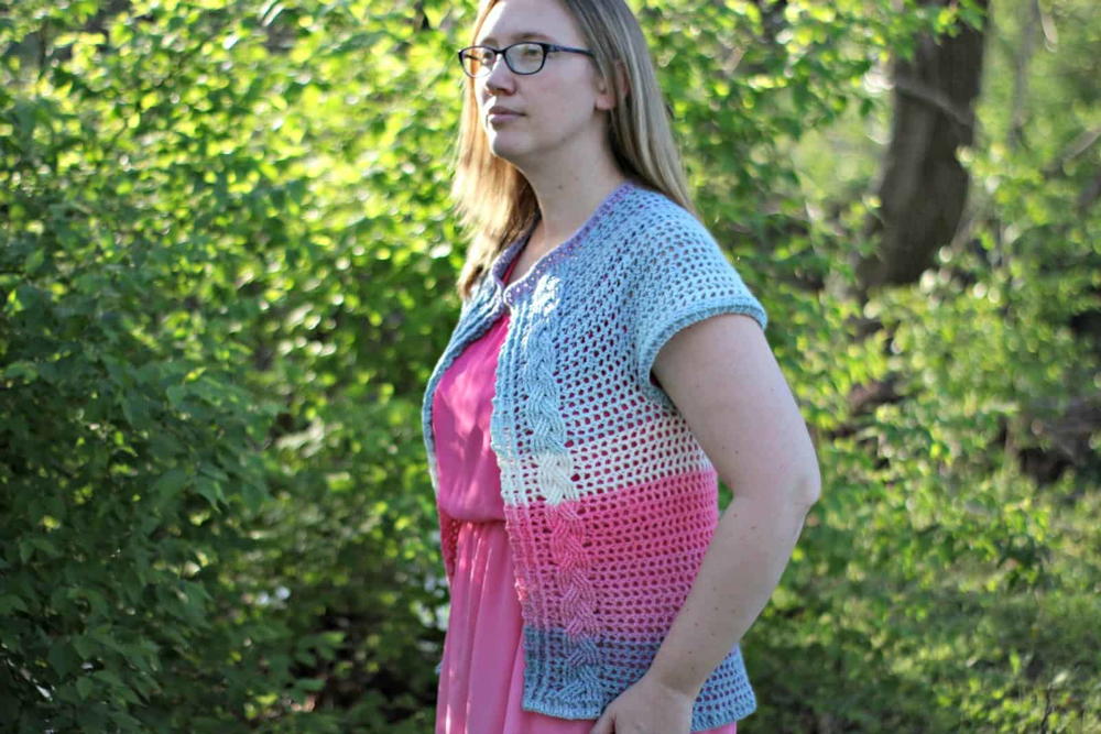 Filet Cabled Cardigan | FaveCrafts.com