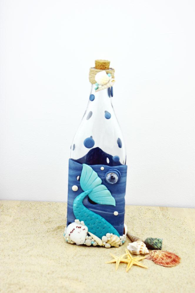 Sculpey Mixed Media Mermaid Bottle DIY | DIYIdeaCenter.com