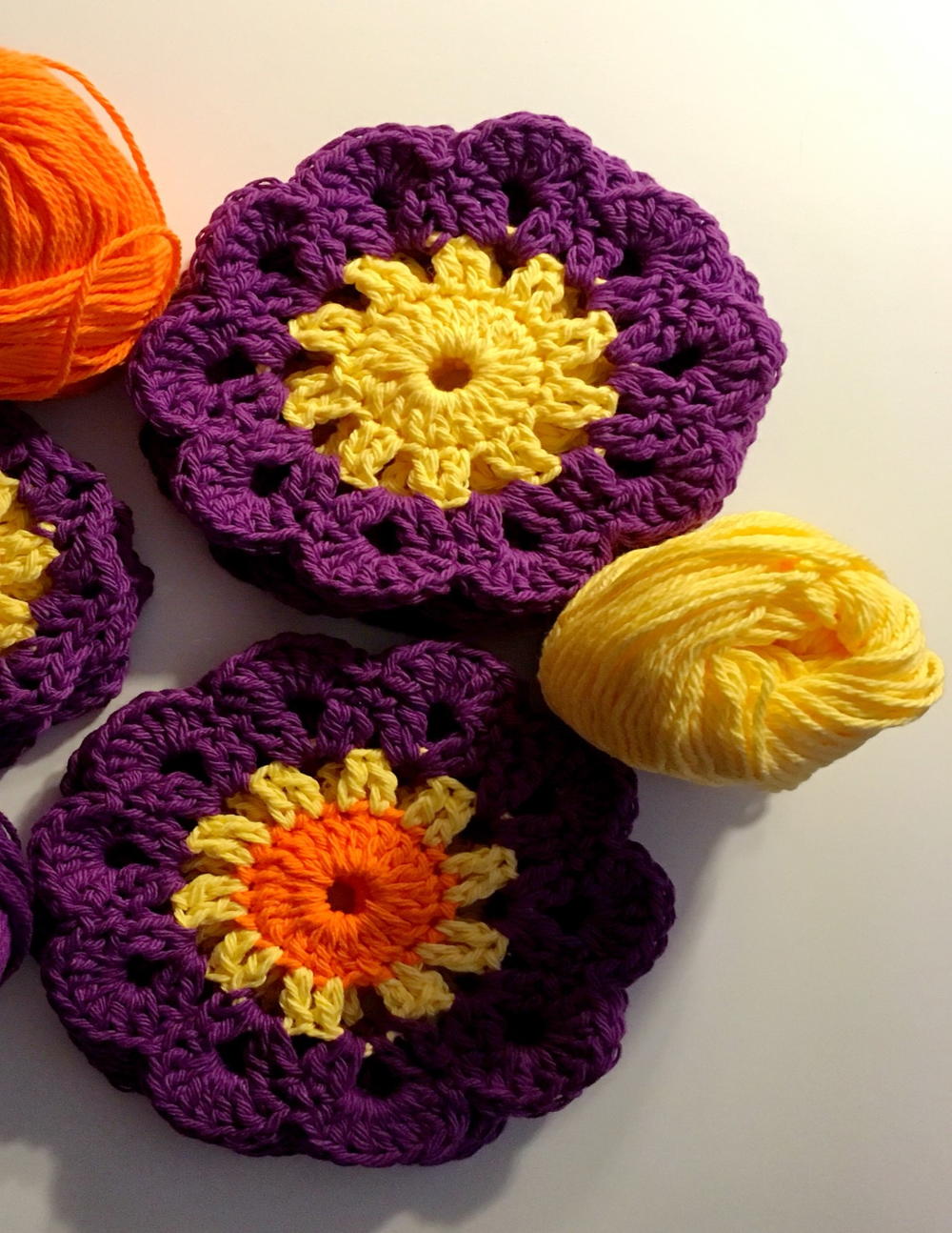 Colorful Crochet Sunshine Coaster Patterns | AllFreeCrochet.com
