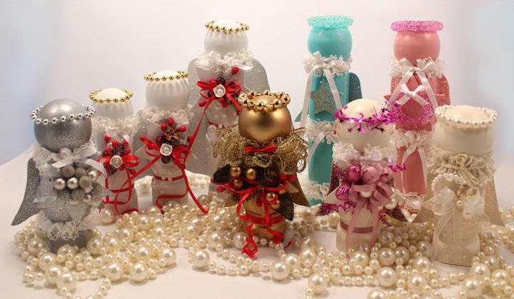 Glittery Spindle Angels | AllFreeChristmasCrafts.com