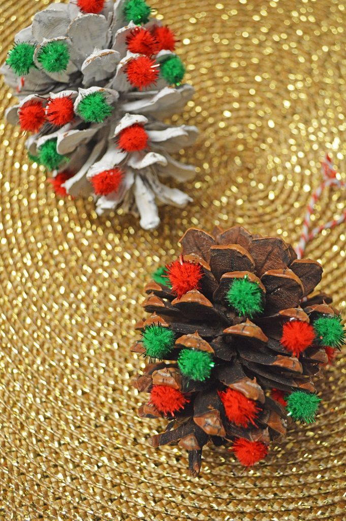 Pom Pom Pine Cone Ornaments | FaveCrafts.com