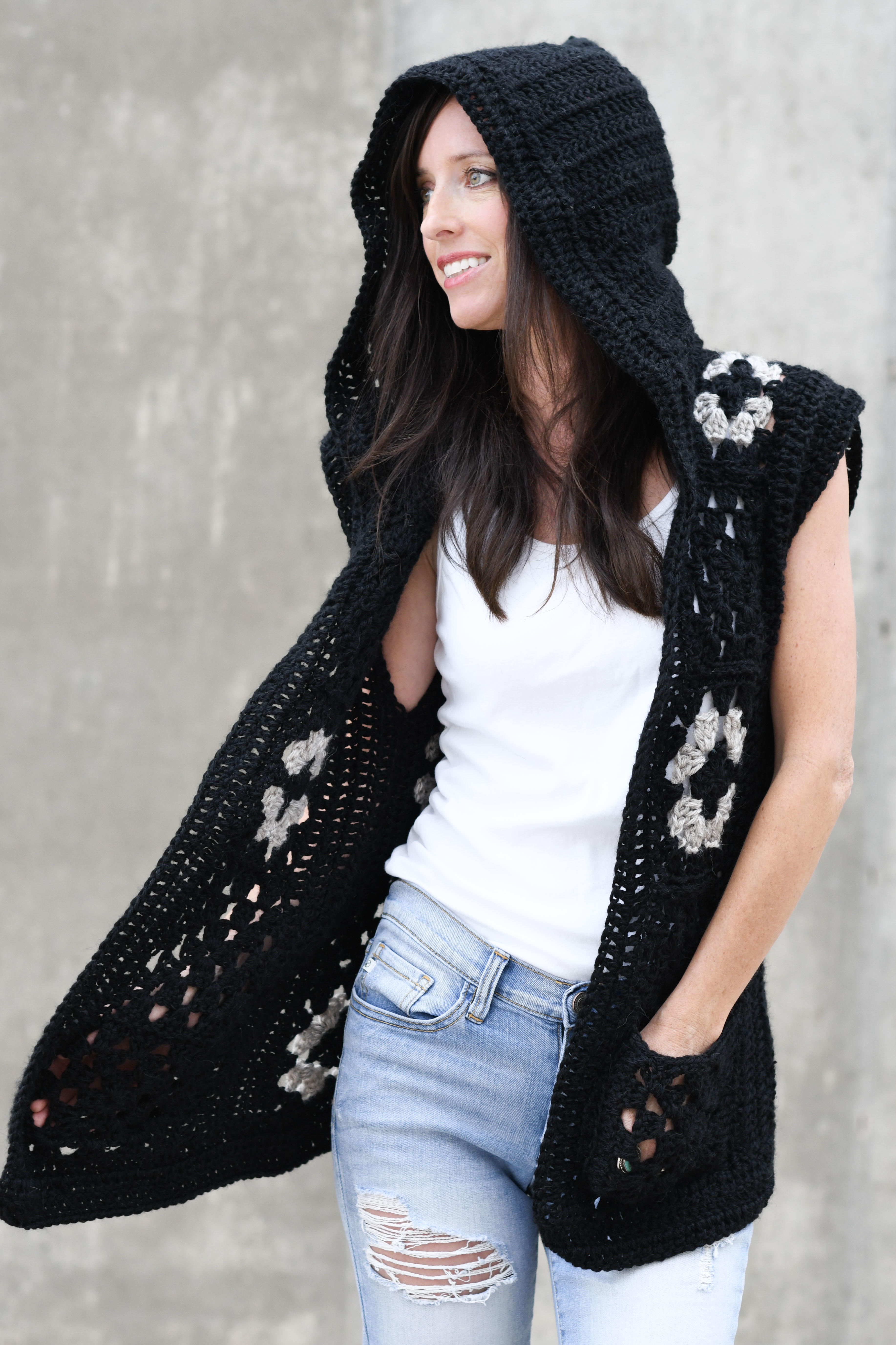 Hooded Granny Vest | AllFreeCrochet.com
