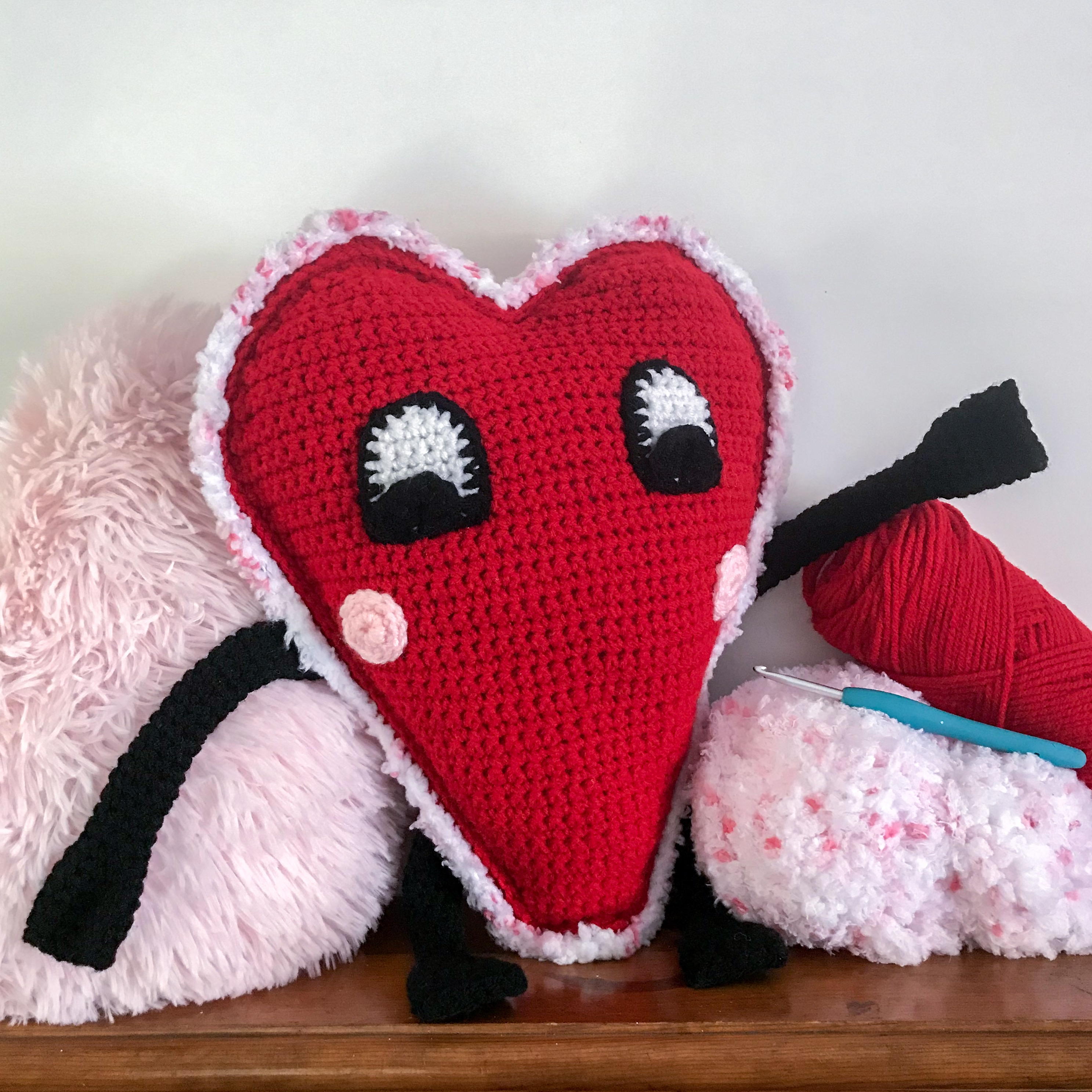 Heart Cuddler Pillow | AllFreeCrochet.com