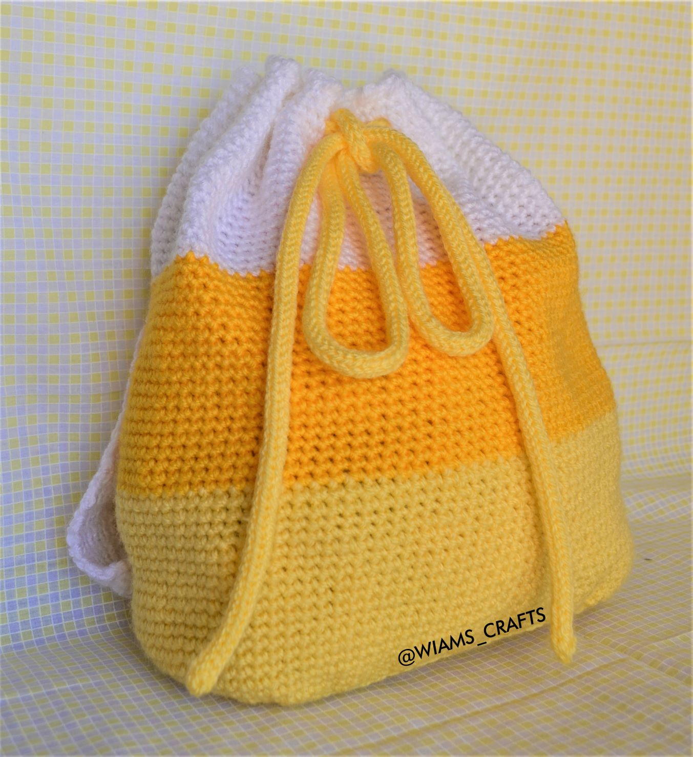 Candy Corn Drawstring Backpack | AllFreeCrochet.com