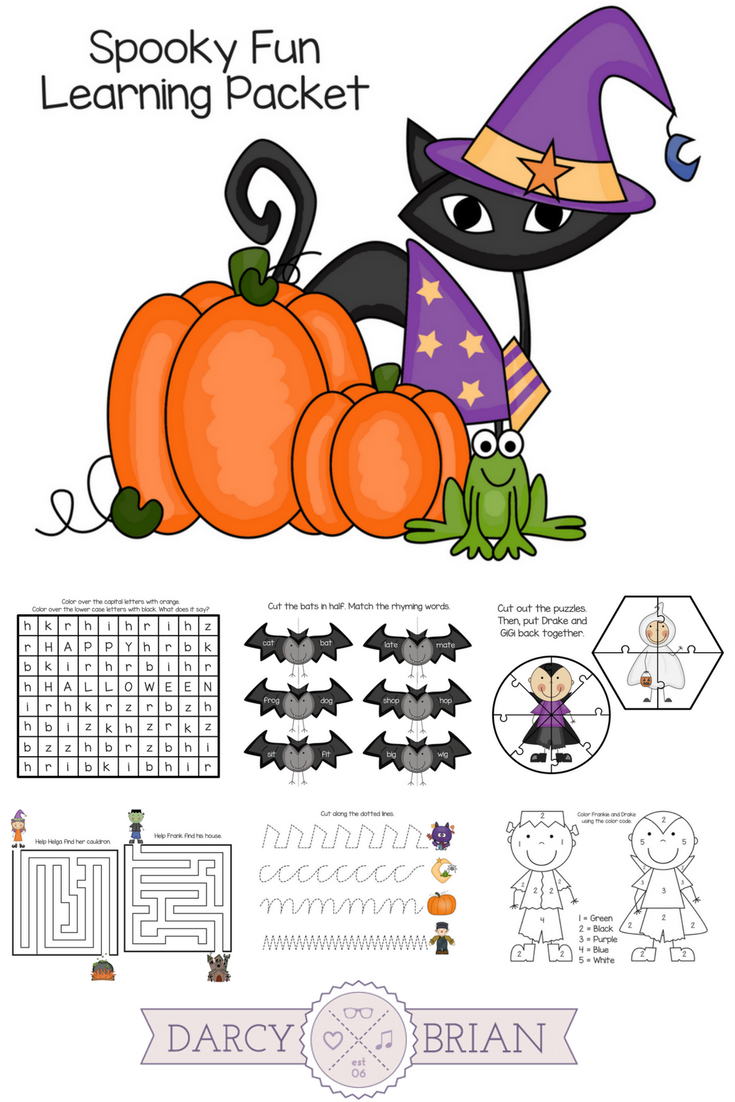 Printable Spooky Fun Learning Packet for Halloween | AllFreeKidsCrafts.com