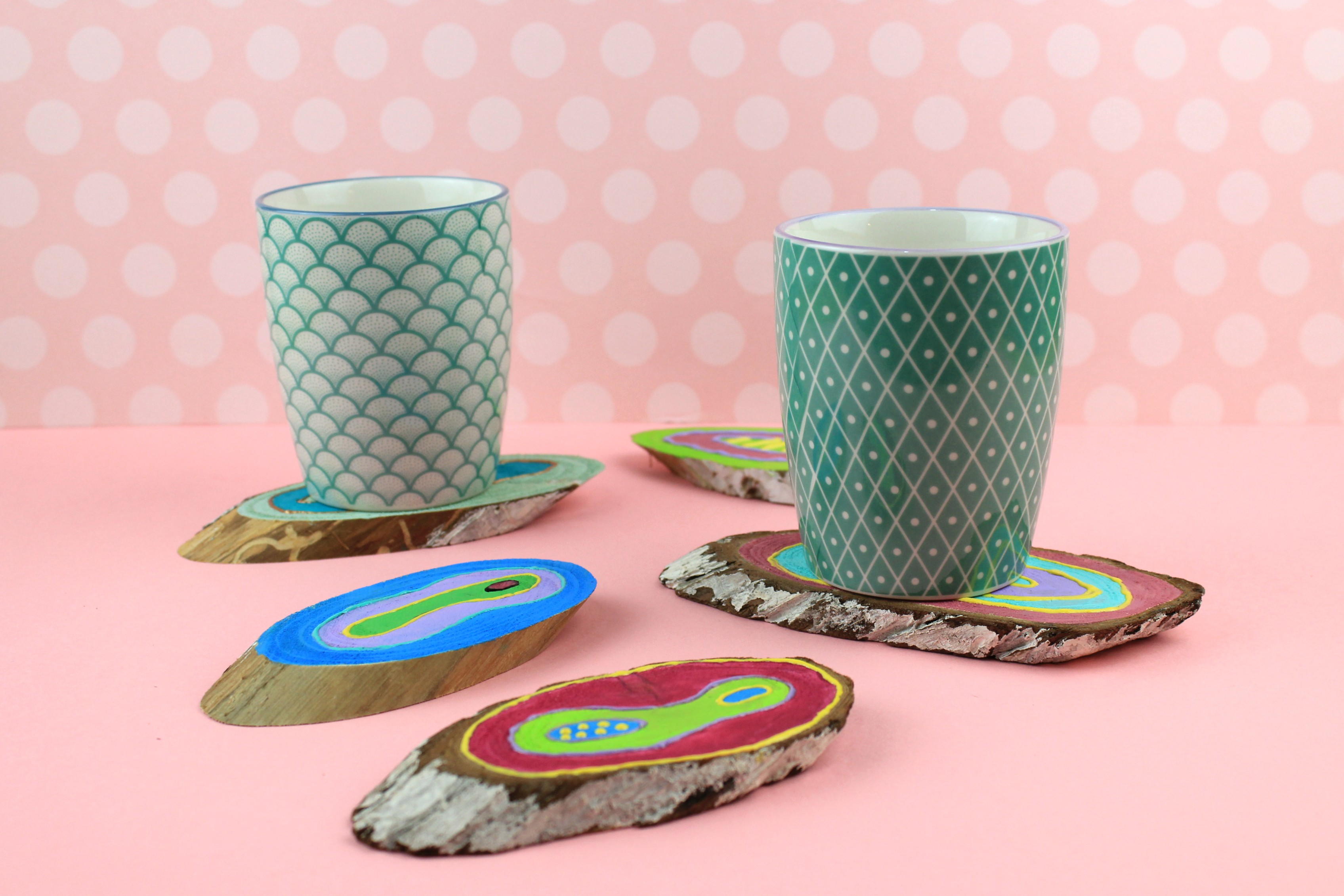 DIY Wooden Coasters Full of Colors | AllFreeKidsCrafts.com