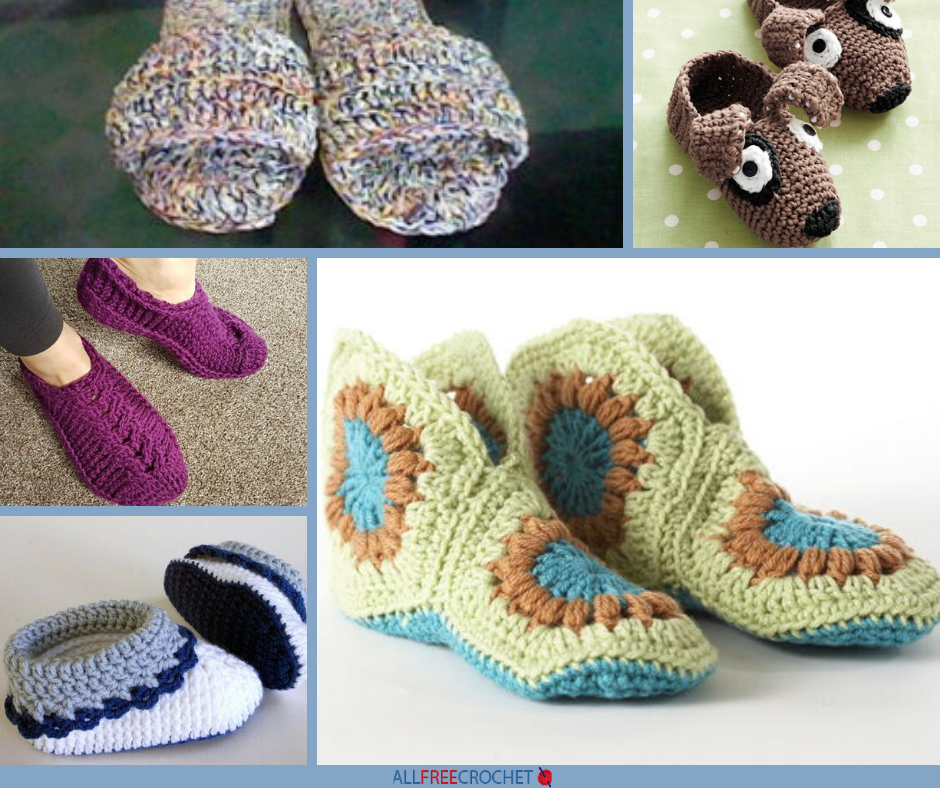 One Hour Crochet Slippers (Free Pattern) | AllFreeCrochet.com