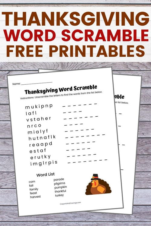 Thanksgiving Word Scramble Printable | AllFreeKidsCrafts.com