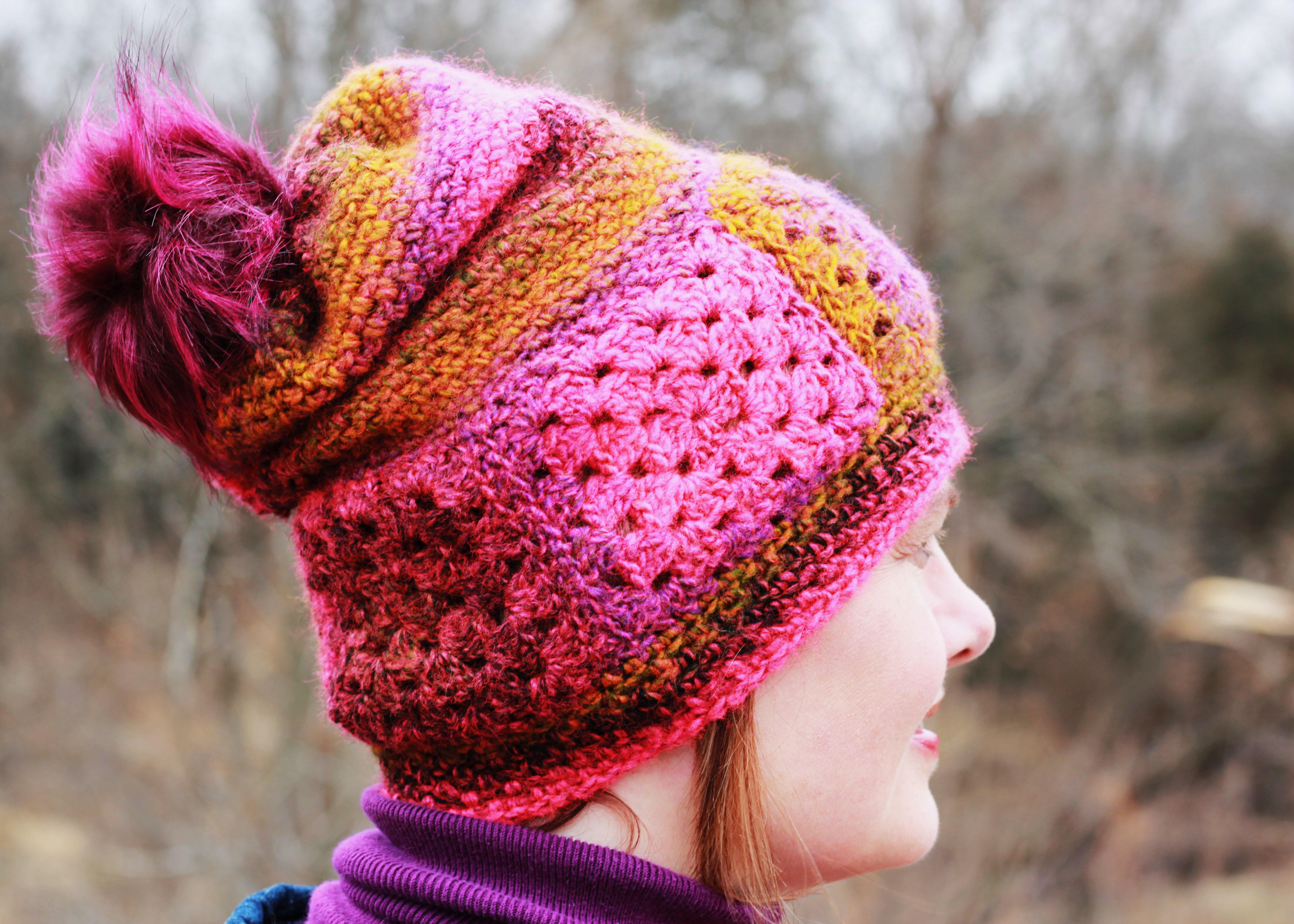 Ferris Wheel Boho Granny Square Hat | AllFreeCrochet.com
