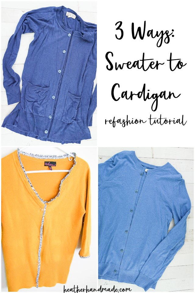 Sweater To Cardigan Refashion Tutorial: 3 Ways | AllFreeSewing.com