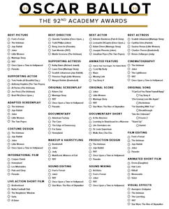 Oscar Ballot Printable 2020 | FaveCrafts.com