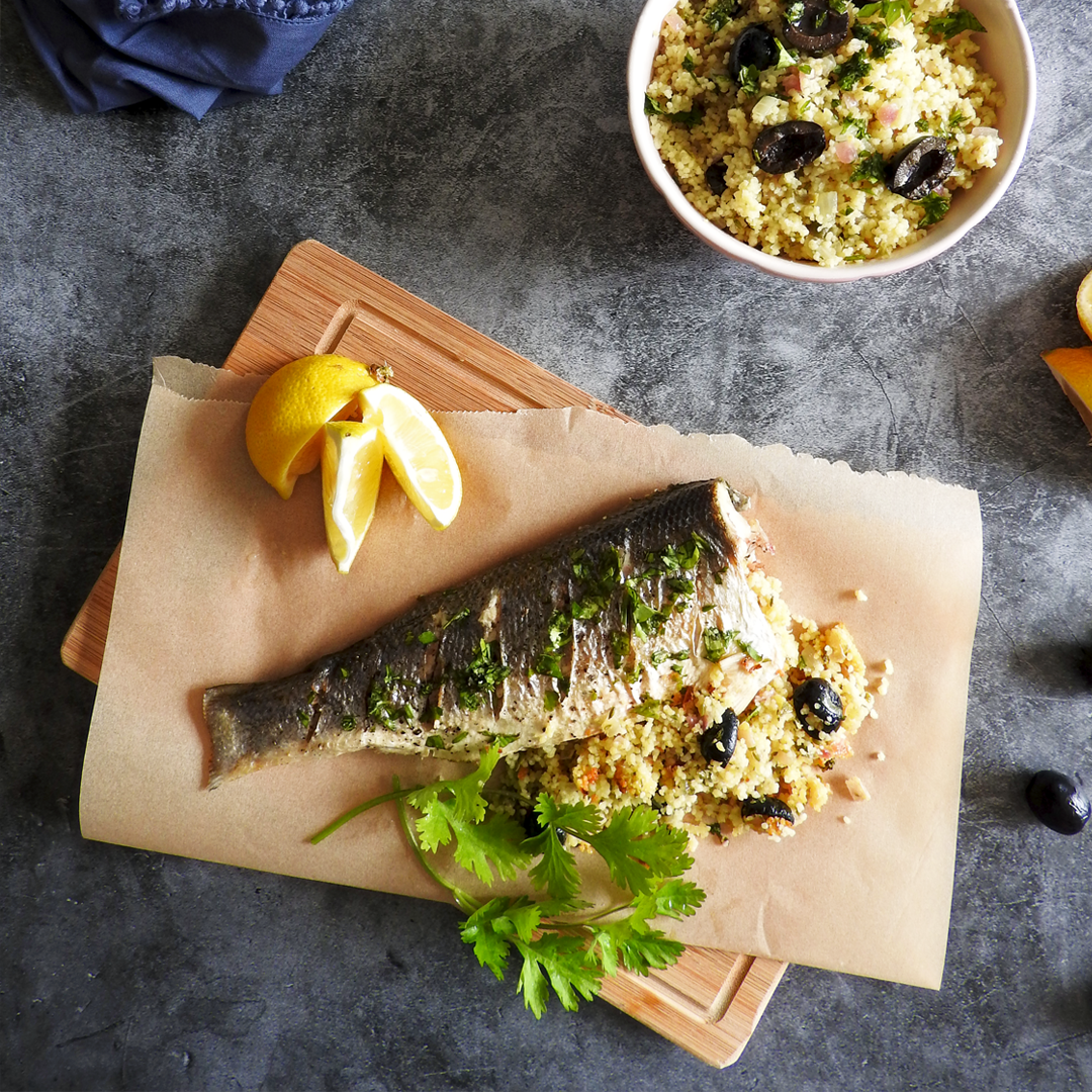 Cous Cous Stuffed Sea Bass | RecipeLion.com