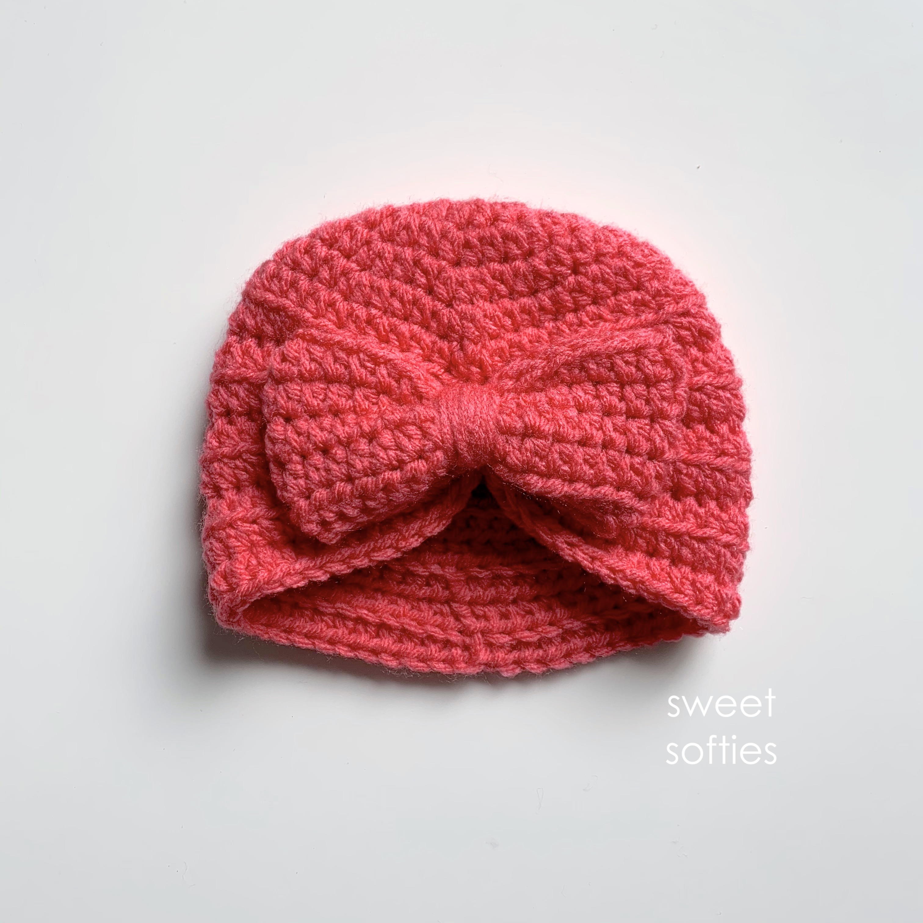 Ribbed Baby Turban Headwrap Hat With Bow | AllFreeCrochet.com