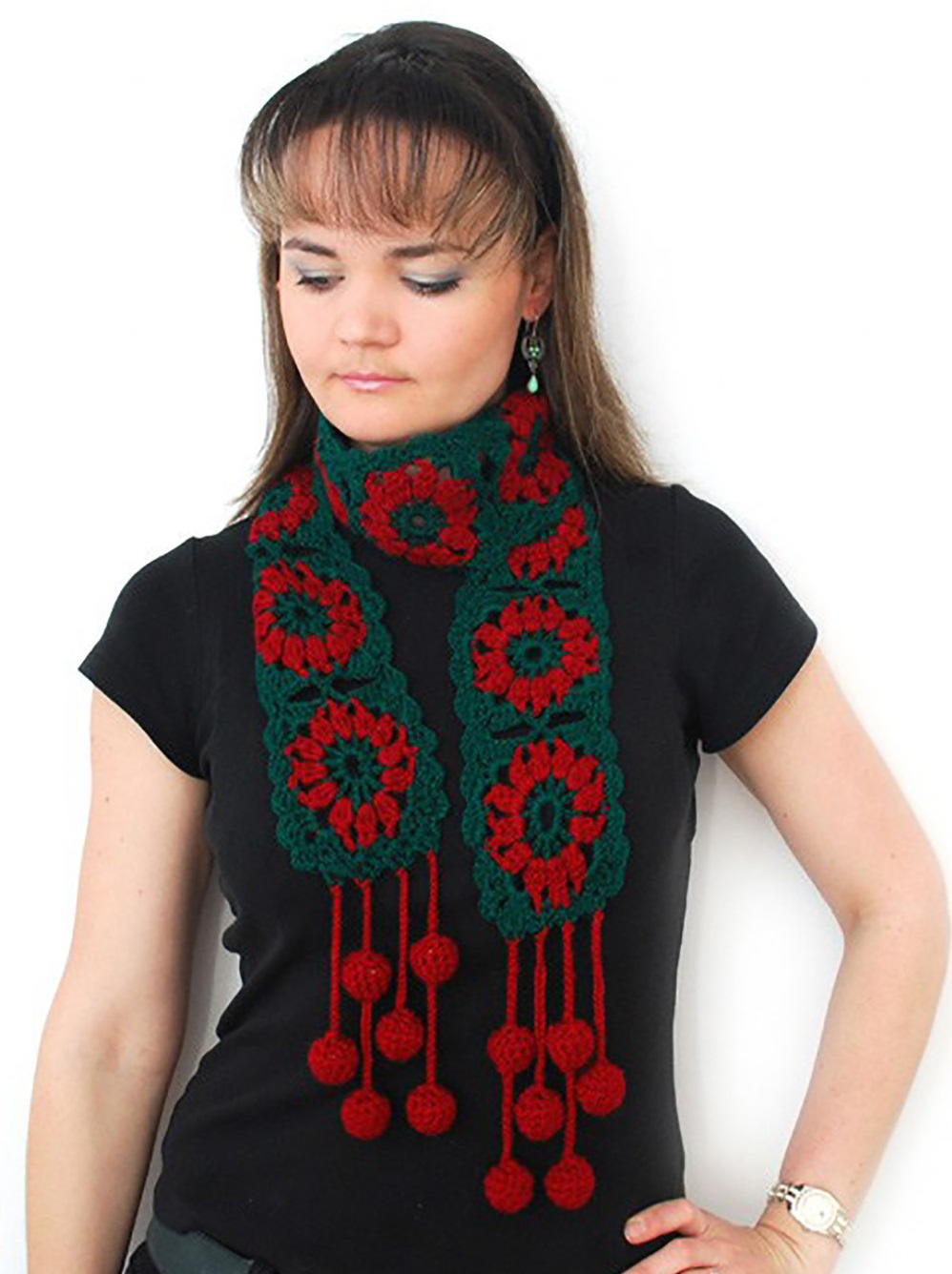 Jingle Bells Holiday Scarf | AllFreeCrochet.com