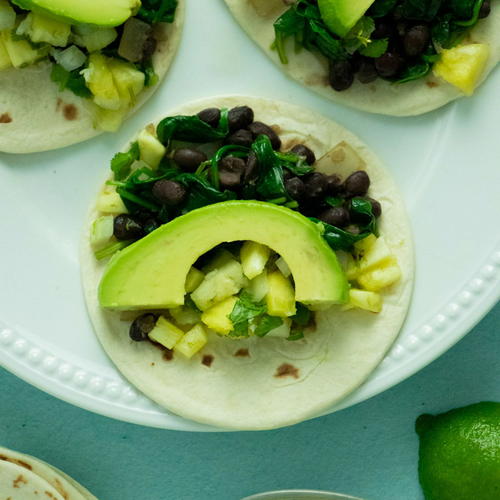Easy Spinach Tacos With Fresh Pineapple Salsa | FaveHealthyRecipes.com