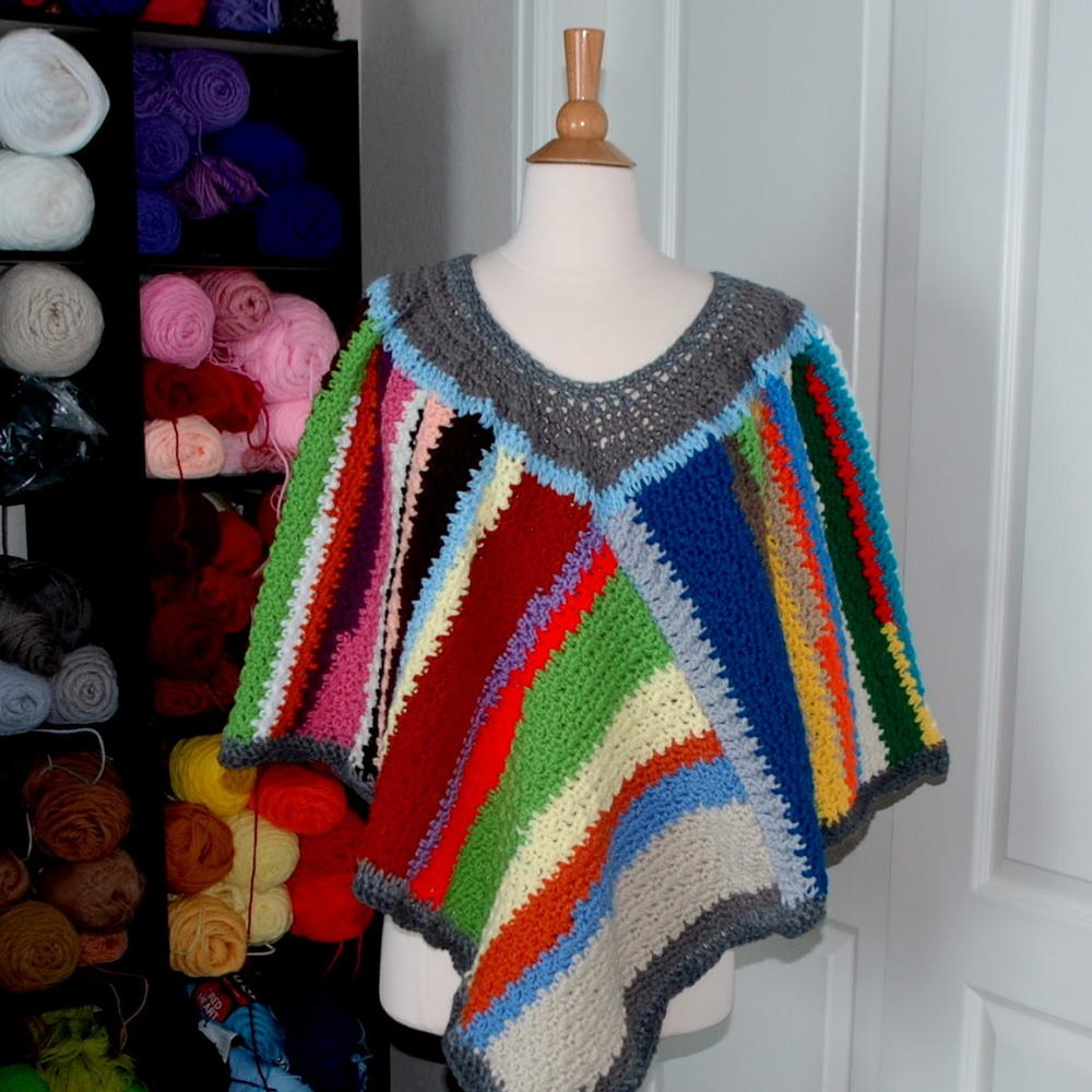 Granny Square Poncho | AllFreeCrochet.com