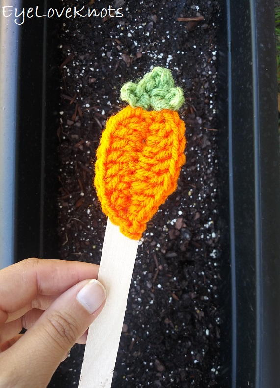Crocheted Carrot Garden Marker | FaveCrafts.com