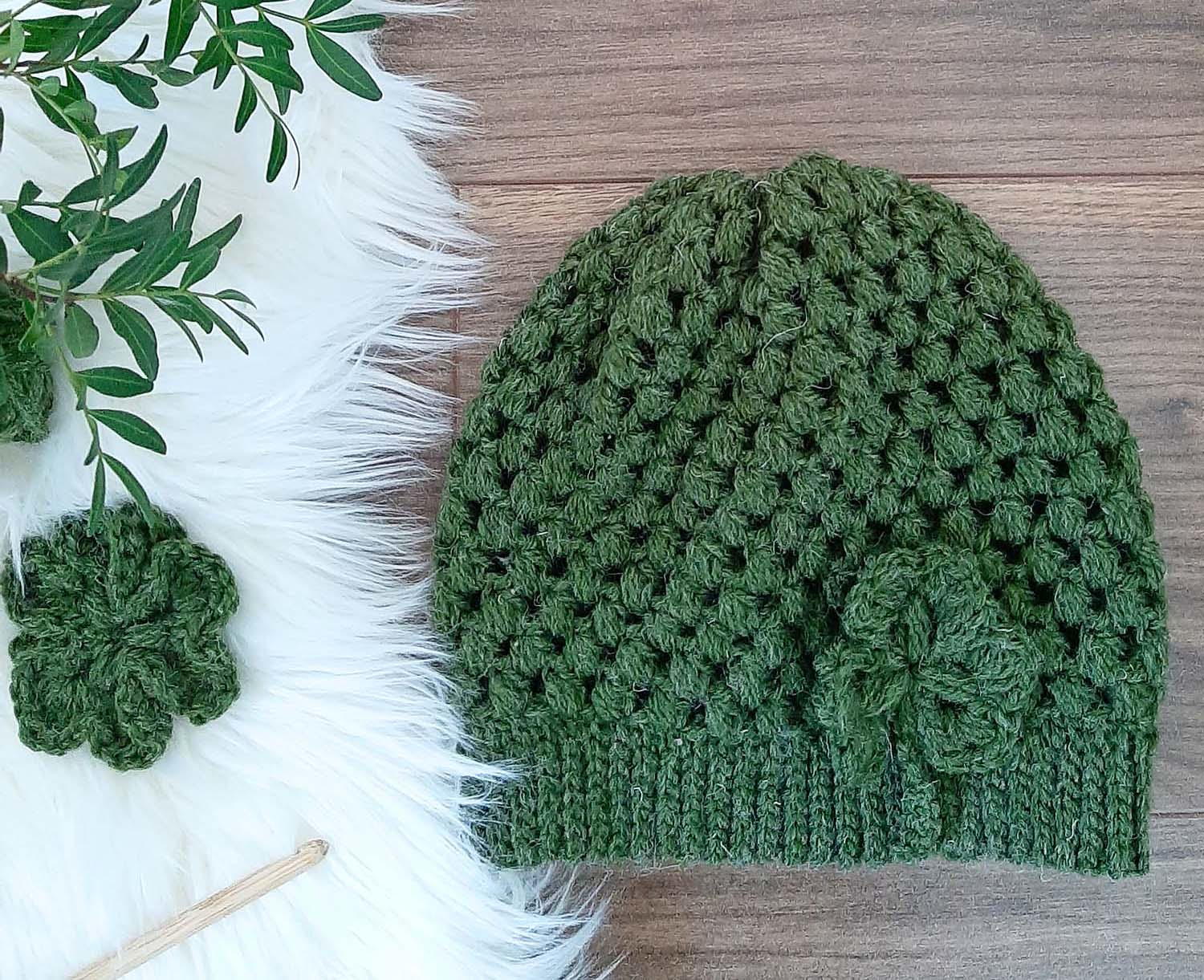 Puff Stitch Hat + Shamrock | FaveCrafts.com
