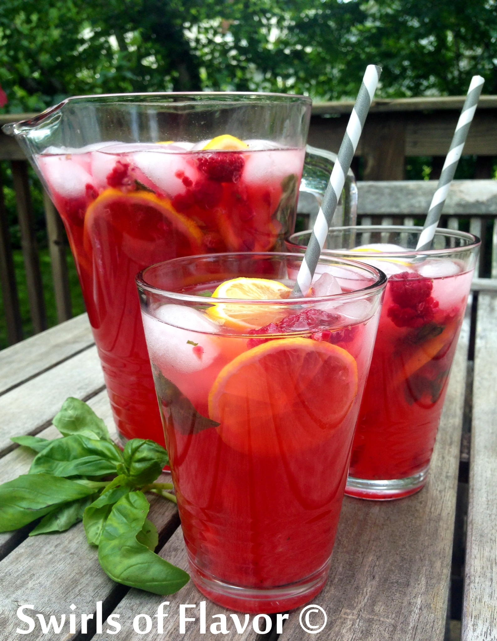 Raspberry Basil Lemonade Punch Recipe | RecipeLion.com