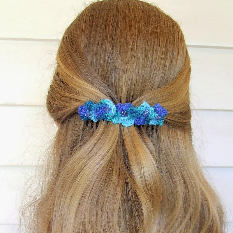 Flower Hair Clip or Barrette Free Crochet Pattern | AllFreeCrochet.com